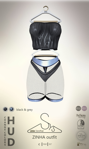 Second Life Marketplace - [sYs] ZINHA (body mesh) - black & grey HUD